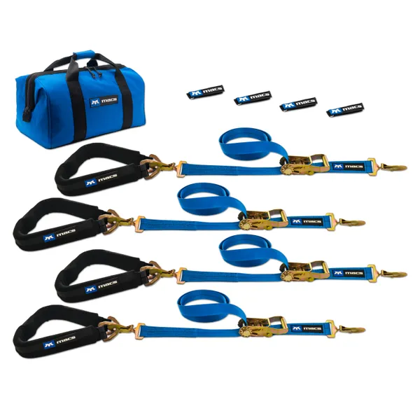 2" x 8' Pro Pack Premium Tie-Down Strap Kit with 40" Axle Strap, Sewn ...